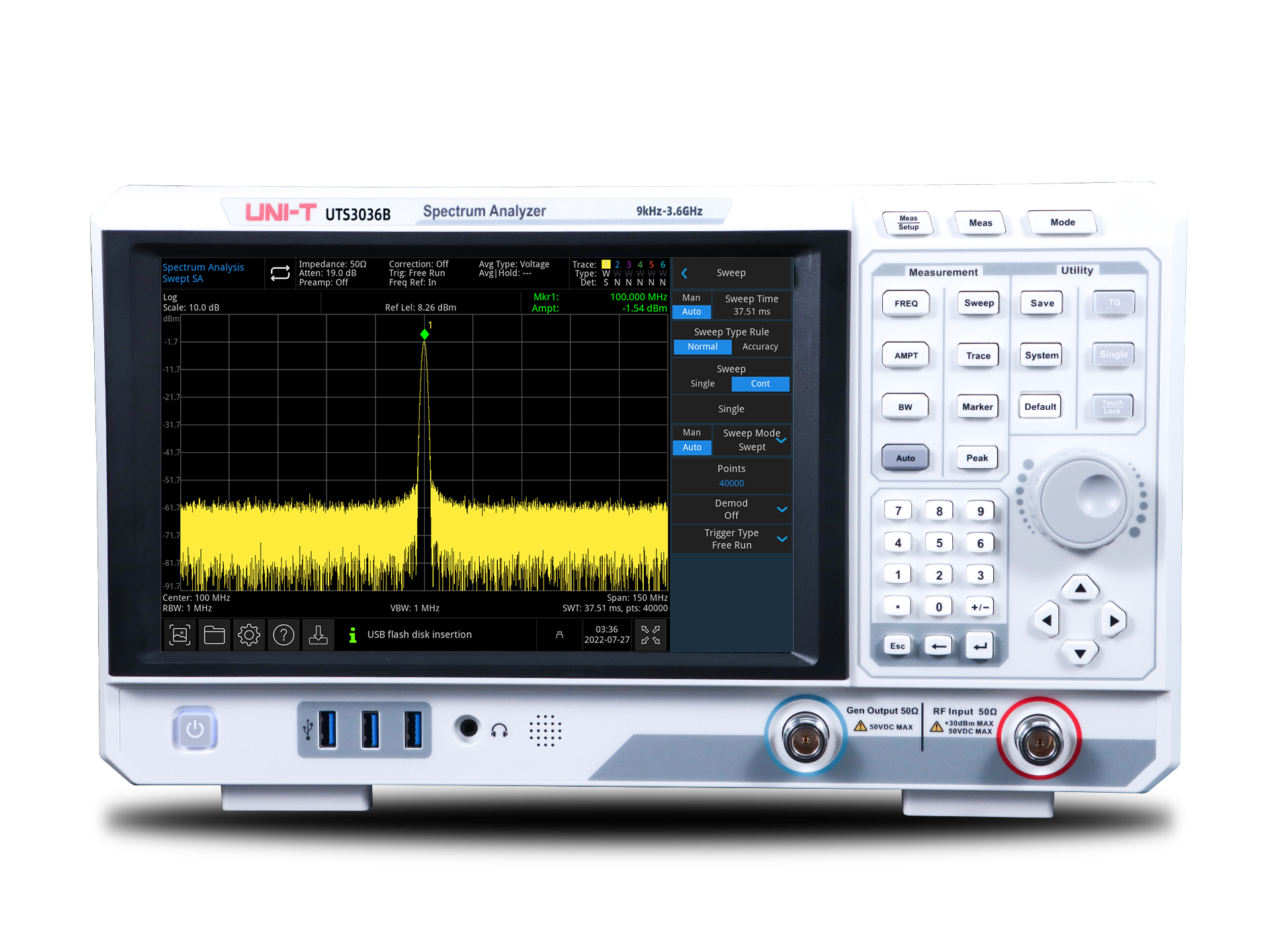 UTS3084T Spectrum Analyzer - 3.6 GHz, Touchscreen | Uni-Trend EU